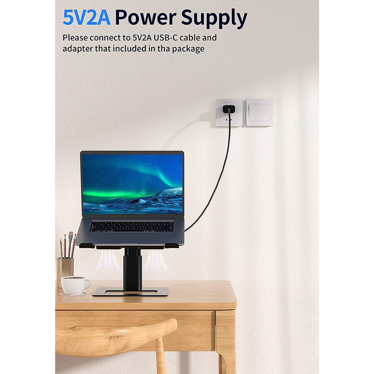 ERGOPOLLO Laptop Cooling Pad with Removable Semi-Conductor Cooling Chips and Two Cooling Fans, Adjustable Laptop Cooler Stand for Desk Compatible with 10 to 15.6 Inches Notebook PC Computer, Black