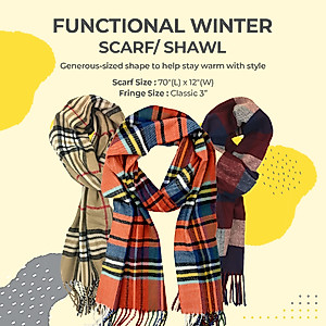 Plum Feathers Super Soft Luxurious Cashmere Feel Winter Scarf (Grey Houndstooth)