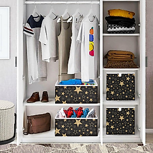 Kigai Fabric Cube Storage Bins Foldable Storage Box Waterproof Storage Cubes Organizer with Handles Storage Basket for Shelves, Home, Office, Nursery, 11"x11"x11", Star