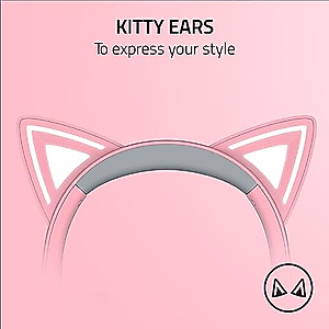 Razer Kraken Kitty V2 USB Wired Headset: Chroma RGB Kitty Ears - Stream Reactive Lighting - HyperClear Cardioid Mic - 40 mm Drivers - 7.1 Surround Sound - Comfortable Ear Cushions - Quartz Pink