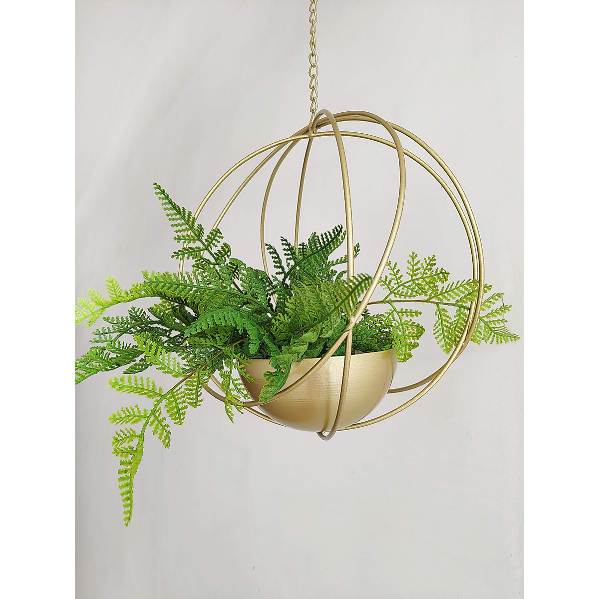 RISEON Boho Gold Metal Plant Hanger,Metal Geometric Hanging Planter, Modern Planter, Mid Century Air Plant Holder Stand, Minimalist Planter for Indoor Outdoor Home Wedding Decor