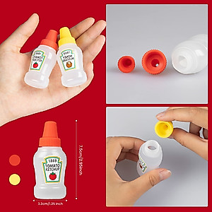 EOPER 4 Pieces 25 ml Mini Empty Squeeze Bottles for Sauce, Plastic Condiment Dispenser Reusable Ketchup Squeeze Bottles Portable Honey Storage Containers Jars