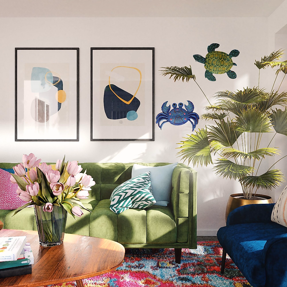 amikdis Sea Turtle Wall Decor Blue Turtle Hanging Wall Art Décor Sculpture Statues Ocean Decorations For Home Office Garden Patio Fence Bathroom Indoor Outdoor Beach Nautical Theme