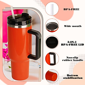 HIZEE 40 oz Neon Tumbler with Handle and Straw, Stainless Steel Sublimation tumbler with Lid,Double Wall insulated iced coffee cup,Spill Proof Water Bottle Travel Mug,Dishwasher Safe（red ）