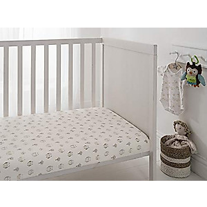 Cuddles & Cribs 2 Pack GOTS Certified Organic Cotton Fitted Crib Sheet - Tan, Owl