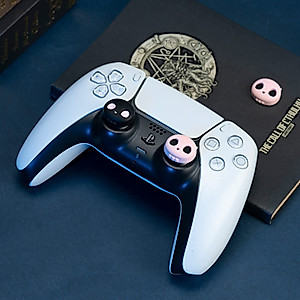 GeekShare Halloween Cute Thumb Grip Caps for Playstation 5 Controller, Thumbsticks Cover Set Compatible with Switch Pro Controller and PS4 PS5 Controller, 4Pcs - Pink Skull