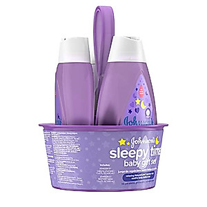 Johnson's Sleepy Time Bedtime Baby Gift Set with Relaxing NaturalCalm Aromas, Bedtime Baby Bath Shampoo, Wash & Lotion Essentials, Hypoallergenic & Paraben-Free, 4 Items