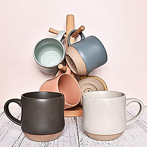 Bosmarlin Large Stoneware Speckled Coffee Mug, Big Ceramic Tea Cup, 17 Oz, Dishwasher and Microwave Safe, 1 PCS (Black, 1)