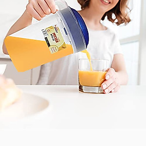 Water Pitcher, Tea Pitcher With Lid, 1.3 Gallon Pitcher, Drink Container, Pitchers Beverage Pitchers, Juice Containers With Lids For Fridge, 5 Liter Plastic Pitchers, Ice Tea Pitcher For Fridge (Blue)