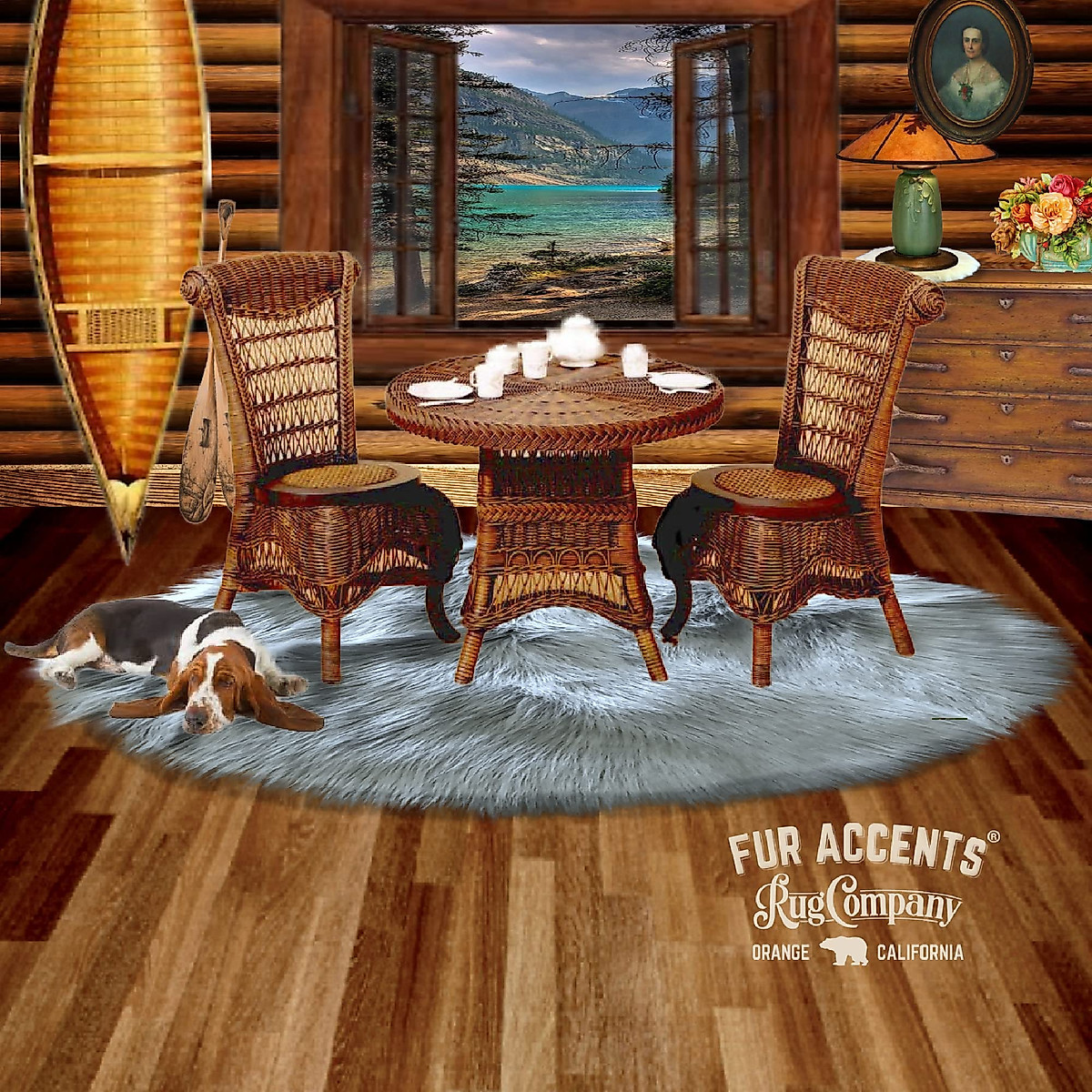 Fur Accents Plush Shag Round, Area Rug, Hide, Accent Rug, Luxury Soft Faux Fur Carpet, Hand Made USA, (3' Diameter, White)