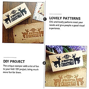 Abaodam Christmas Wooden 6 Pcs Christmas Deer Seal Making Stamp Christmas Album Christmas Stamper Wooden Craft Stamp DIY Stamper for Stamps Gift Seal Stamps Wood Stamper Elk Cake