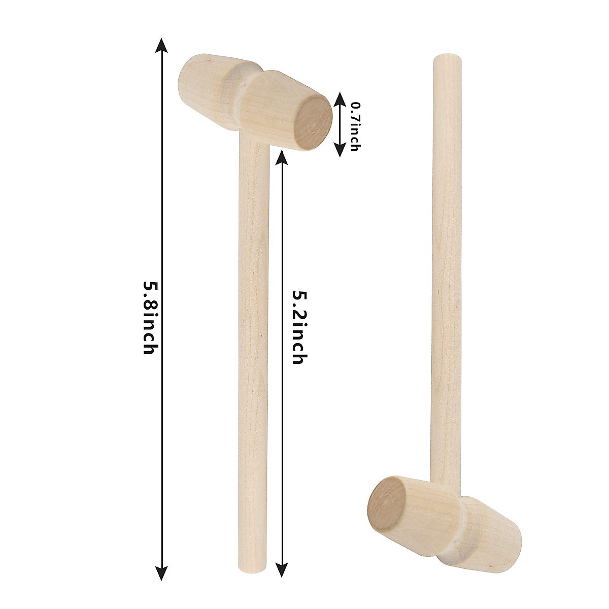 TOYMIS 10Pcs Wooden Crab Mallets Seafood Shellfish Hammers Dessert Making Mallet for Cracking Chocolate Seafood Shell, Small Wooden Mallets