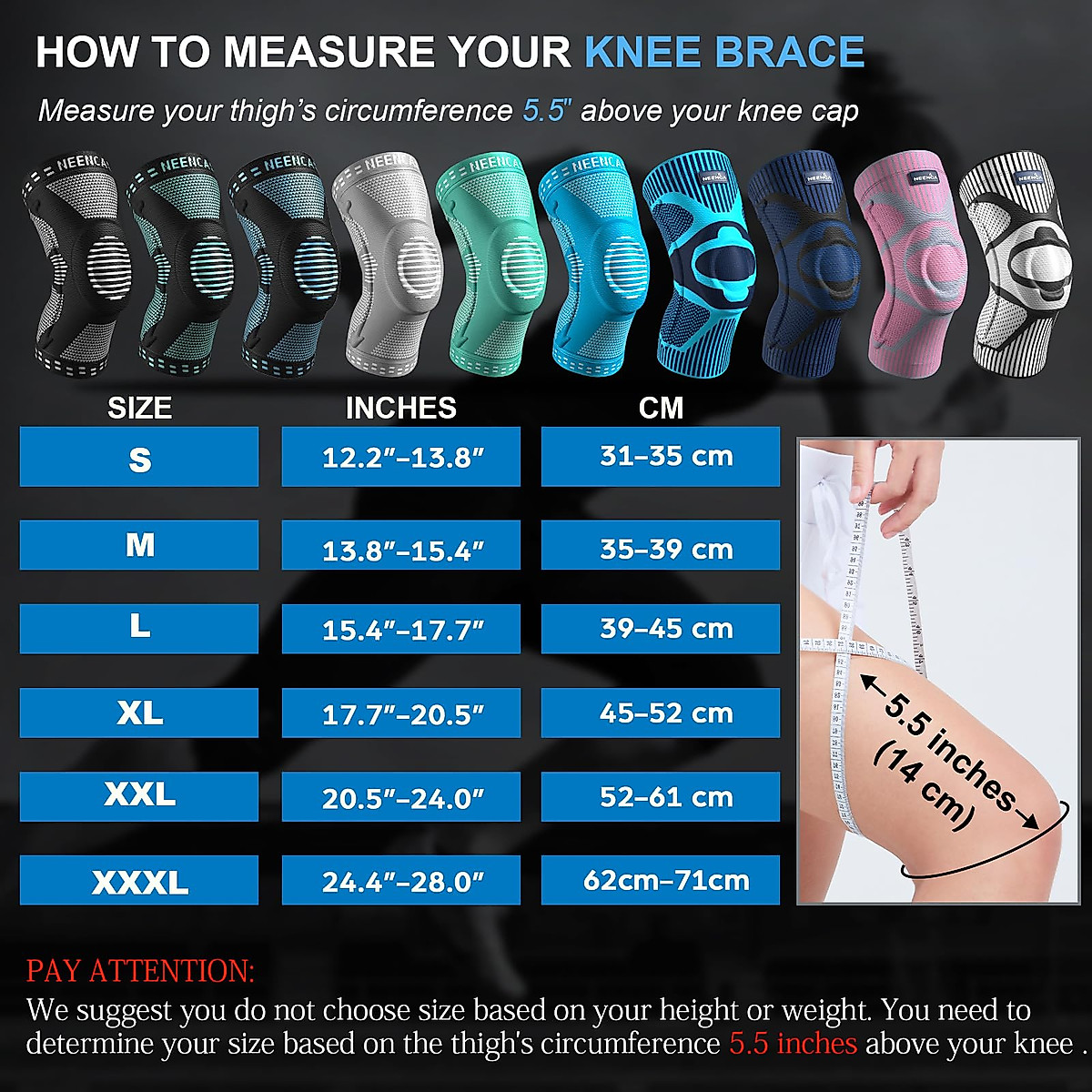 NEENCA 2 Pack Knee Braces for Knee Pain, Compression Knee Sleeves with Patella Gel Pad & Side Stabilizers, Knee Support for Meniscus Tear, Arthritis, Joint Pain, ACL, Runner, Workout- FSA/HSA APPROVED