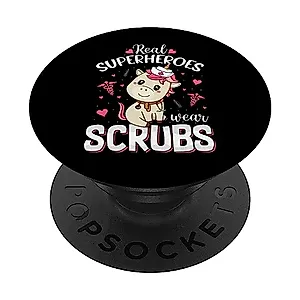 Nurse Real Superheroes Wear Scrubs Nursing CNA RN Unicorn PopSockets Swappable PopGrip