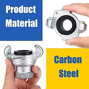 Therwen 4 Sets NPT Iron Air Hose Fitting 2 Lug Universal Coupling Chicago Fitting for Female and Male End(1/2'', Female End)