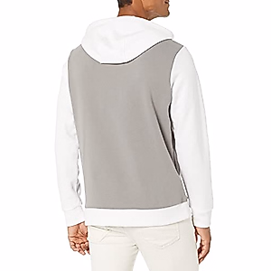 Karl Lagerfeld Paris Men's Soft Color Block Hoodie, Grey/White, Medium