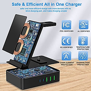 Wireless Charging Station for Samsung, 100W 8 in 1 Charging Station for Multiple Devices, Wireless Charger Stand Dock with 20W USB C 2 Port, Compatible with Samsung Series, Galaxy Buds pro