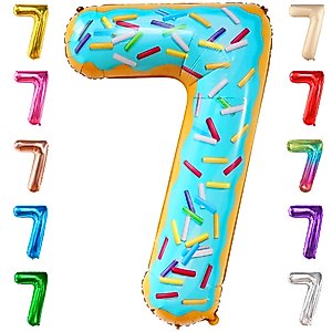 KatchOn, Giant Donut Number 7 Balloon - 40 Inch | 7 Birthday Balloon for Donut Party Decorations | 7 Balloon Number | Donut Balloons for Birthday Party | Seven Balloon for Donut Birthday Decorations