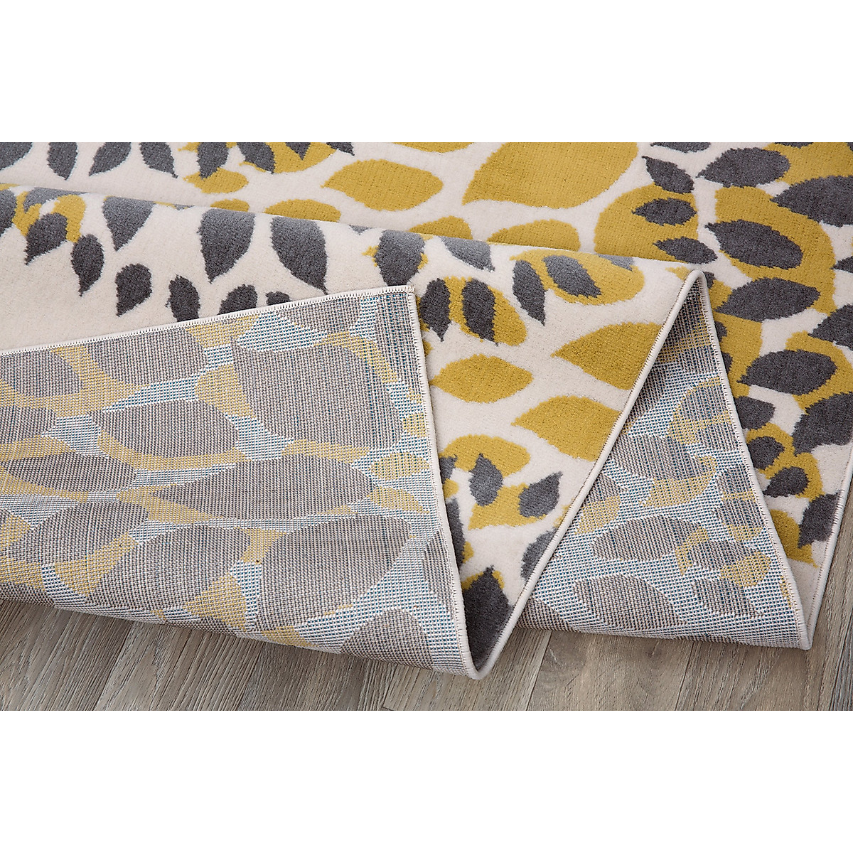 Rugshop Modern Floral Circles Design for Living Room,Bedroom,Home Office,Kitchen Non Shedding Area Rug 5' x 7' Yellow