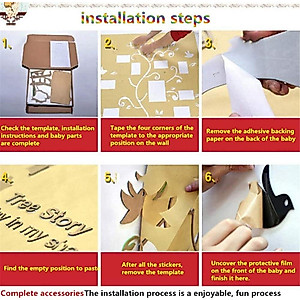 VALKEM 3D Acrylic Stereoscopic Photo Wall Tree Wall Simple Creative Photo Collage Frame Red Green Blue Multi Picture Photo Frames Wall Set Living Room Office Photo Frame Wall Decoration (Color : Red