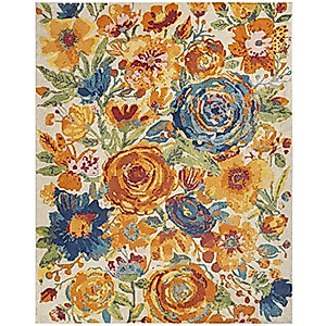 Nourison Allur Floral Ivory Multicolor 7'10" x 9'10" Area -Rug, Easy -Cleaning, Non Shedding, Bed Room, Living Room, Dining Room, Kitchen (8x10)