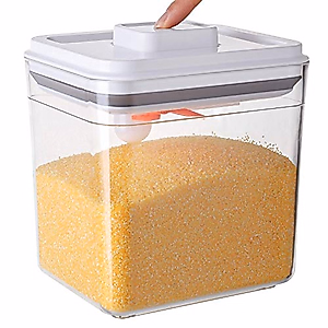 Yopay 1.8 Qt POP Container, Airtight Food Storage with Push Button, Rectangle Clear Plastic PBA Free for Coffee, Sugar, Flour, Baking Supplies, Pantry Organization