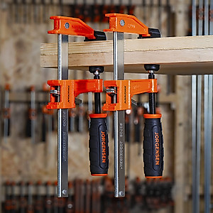 Jorgensen 6” Bar Clamp Set, 2-Pack Steel F Clamp Light Duty, 300 lbs Load Limited, for Woodworking, Metalworking, DIY