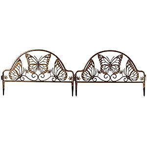 Gardenised QI004110.6 Decorative Butterfly Design Fence Garden Edging Landscape Border Path Panel, Pack of 6, Bronze