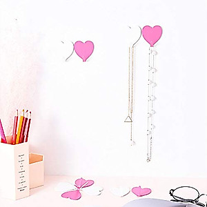 NUOBESTY Coat Hooks Wall Mounted Coat Rack Closet Hooks Heart Shaped Multifunctional Self Adhesive Door Hook Hanger Home Organizer Tool Pink
