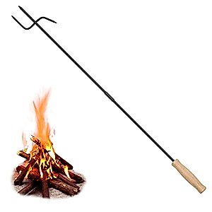 SAN LIKE Fire Pit Poker for Fireplace Outdoor - 32'' Wrought Iron Firepit Stoker Stick for Camping Campfire - Ideal Size Easy Assembly