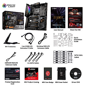 MSI MEG X570 ACE Motherboard (AMD AM4, DDR4, PCIe 4.0, SATA 6Gb/s, M.2, USB 3.2 Gen 2, AX Wi-Fi 6, 2.5G LAN, ATX)