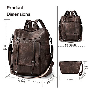 OPAGE Backpack Purse for Women Leather Backpack Purse Travel Backpack Fashion Designer Ladies Shoulder Bags With Wristlets
