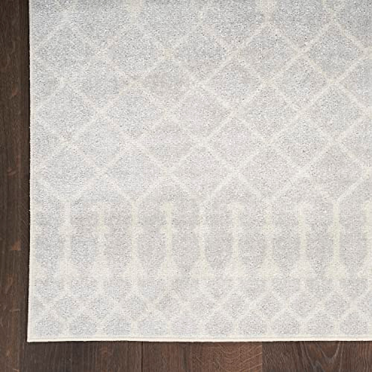 Nourison Astra Machine Washable Moroccan Grey 2'2' x 12' Area -Rug, Easy -Cleaning, Non Shedding, Bed Room, Living Room, Dining Room, Kitchen (2x12)