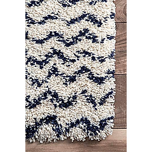 nuLOOM Cuellar Chevron Shag Area Rug, 5' x 8', Navy