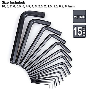 EFFICERE 30-Piece Premium Hex Key Allen Wrench Set, SAE and Metric Assortment, L Shape, Chrome Vanadium Steel, Precise and Chamfered Tips | SAE 0.028-3/8 inch | Metric 0.7-10 mm | In Storage Case