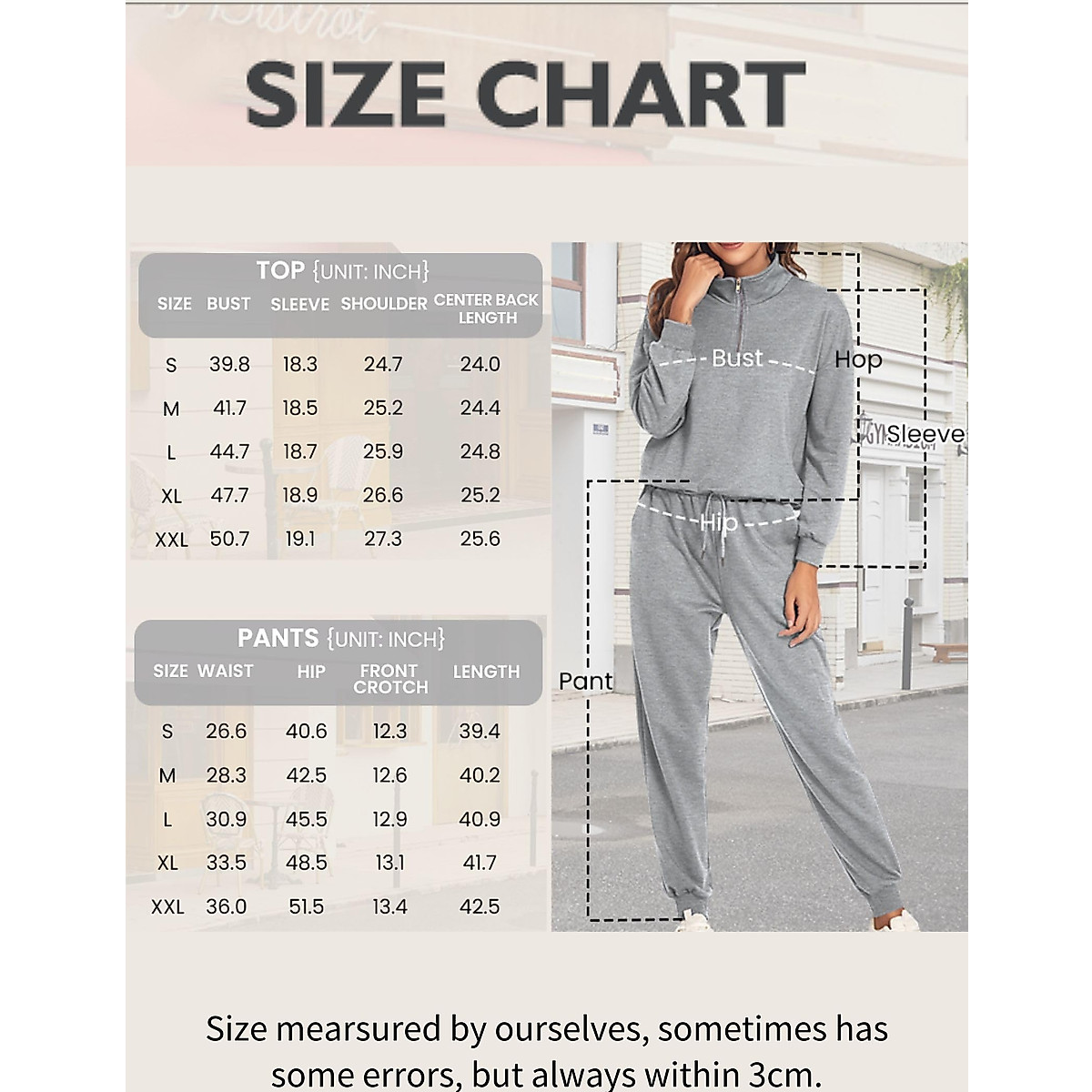 ELESOL Womens Tracksuit Long Sleeve Jogger Sets Zip Pullover Cotton Top and Drawstring Long Pants Set 2 Pieces Outfit