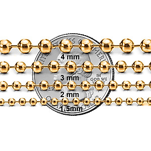 925 Sterling Silver Italian Solid Bead Ball Dog Tag Chain Necklace -18K Gold Plated Bead Ball Chain Necklace Comes with Gift Box for Women & Men -Made in Italy (18, 3.0mm)