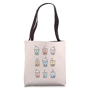 Cute Kawaii Boba Anime Bubble Tea Pastel Tote Bag