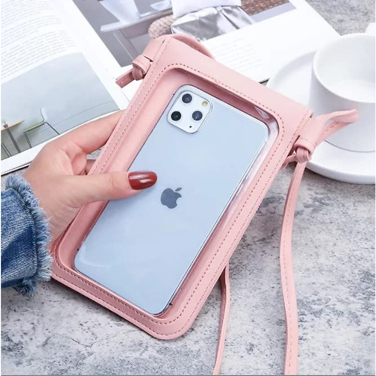 Pretty DS luxury Bag Cell Phone Purse Wallet with Credit Card,ID, Slots for all ladies., pink