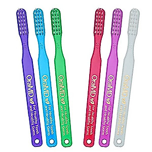 OraMD Soft Bristles Toothbrush - Designed by Dr. Charles C. Bass for Sensitive Teeth and Gums - Manual Toothbrushes with Soft Nylon Bristles for Adults Oral Care - Pack of 6