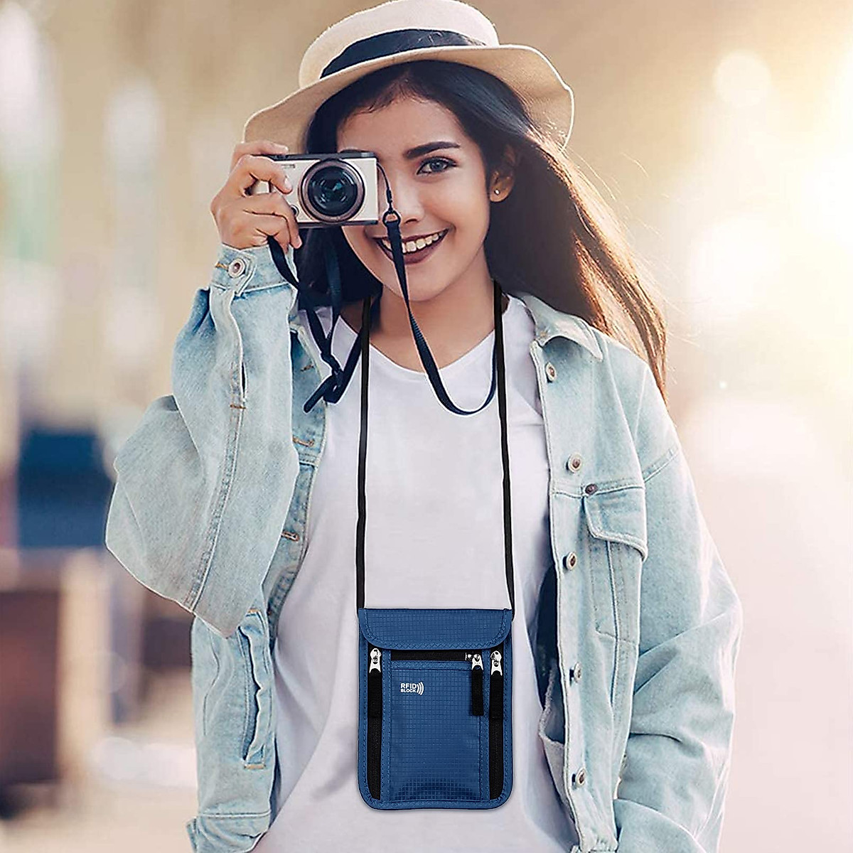 KEAFOLS Travel Pouch Neck Wallet Family Passport Holder Organizer Case with RFID Blocking