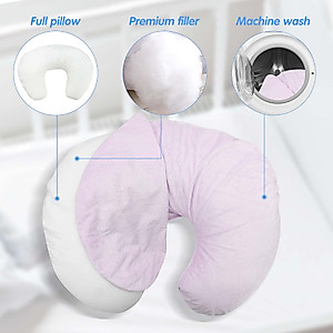 LAT Waterproof Nursing Pillow and Positioner, Breastfeeding Pillow for Mom,Newborn Infant Soft Cotton Feeding Cushion for Boys and Girls(Pink)