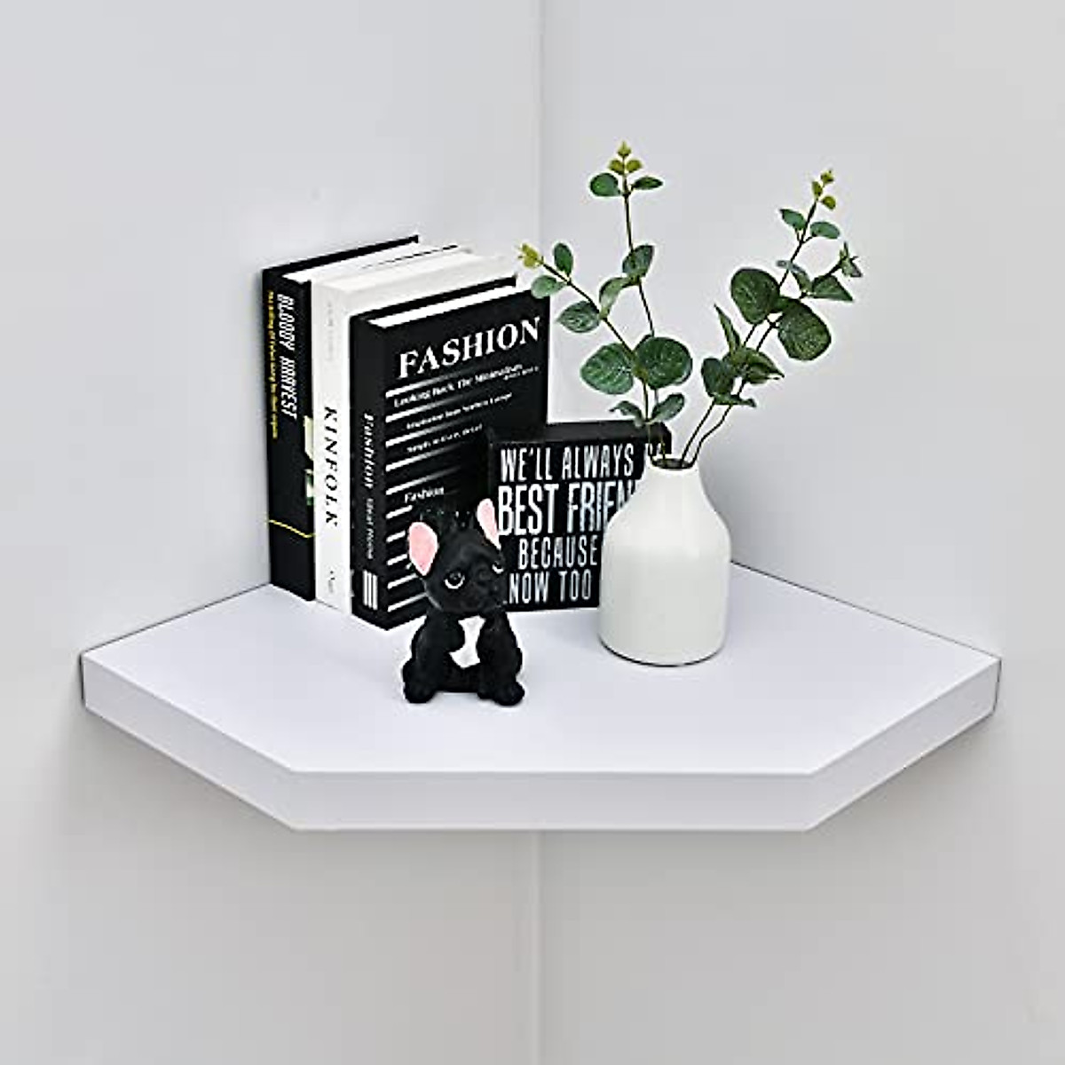 WELLAND Big Size Phoenix Corner Wall Mount Shelf for DVD Players/Cable Boxes/Games Consoles/TV Accessories, White