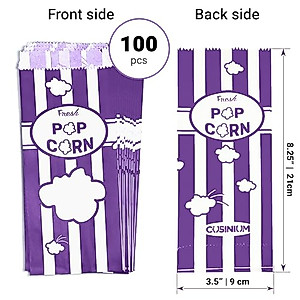 [100-pcs] 1 oz Purple Popcorn Bags + [100-pcs] 1 oz Orange Paper Popcorn Bags - Customizable - Bundle