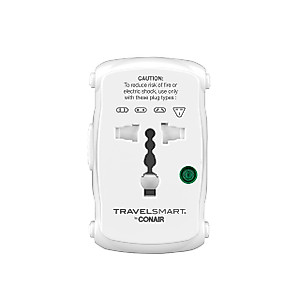 Conair Universal Travel Adapter, European Travel Plug Adapter with Surge Protection, All-in-One Worldwide Travel Adapter