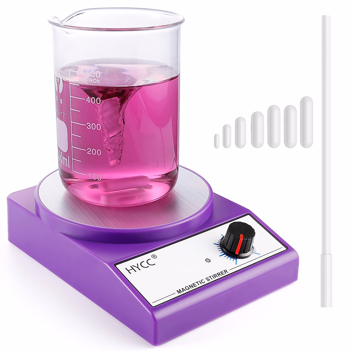 HYCC Magnetic Stirrer with 7PCS stir bar Set and stir bar Retriever, 3000 RPM Magnetic Mixer, Stir Plate Max Stirring Liquid 3 Liters, Lab Stirrers