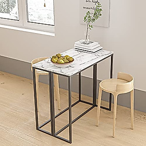 Tilly Lin 36" Faux Marble Top Console Table, Rectangular Shape Sofa Table for Entryway, Bar Table for Dining Room, Couch Table, Display Table for Living Room, Hallway, Foyer, Black Legs