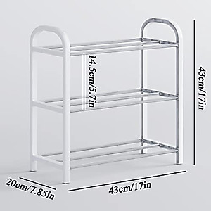 Hockmez 3-Tier Small Shoe Rack,Multifunctional Sturdy Lightweight Shoes Storage Organizer for Small Space, Free Standing Shoe Shelf for Closet Entryway Hallway Living Room (White)