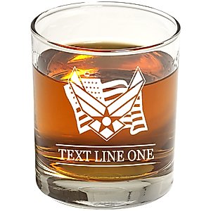 US Air Force Whiskey Glass (Set of Two) – Air Force Engraved Exquisite Whiskey Glass - Present for Whiskey Lovers - USAF Veteran Gift for Retirement, Graduation, Birthday – Air Force Barware
