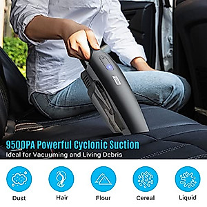 Fjhee Car Vacuum 13.2FT Corded, Portable Car Vacuum Cleaner Strong Suction DC 12V/9500Pa Handheld Vacuums w/4 Attachments for Car Interior Detailing Auto Accessories Cleaning Tool Kit w/Storage Bag
